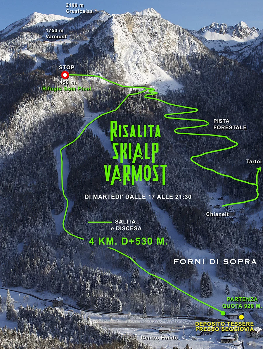 Risalita piste sci Varmost
